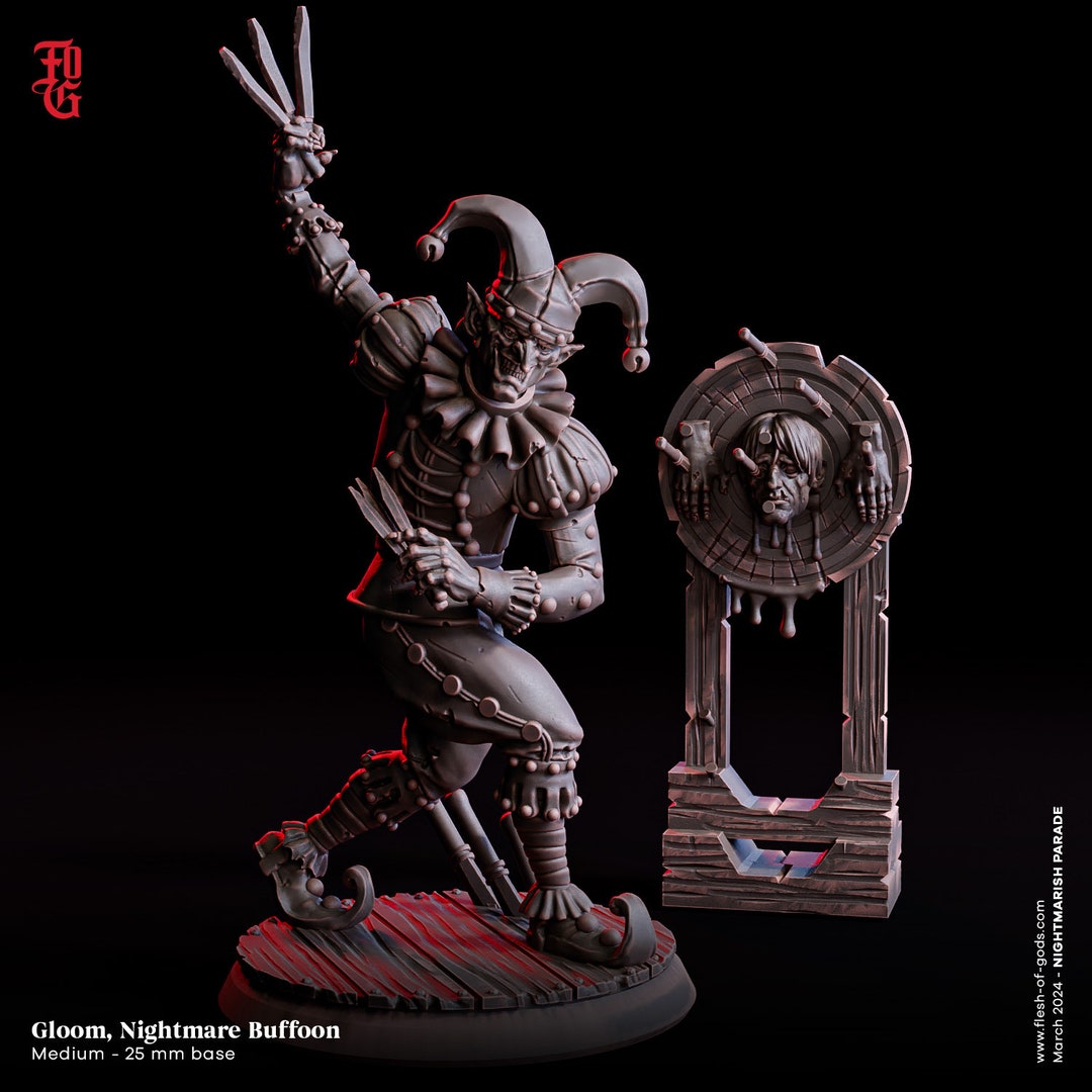 Jester Miniature Monster Miniature Nightmare Fool | 32mm Scale and 75mm ...