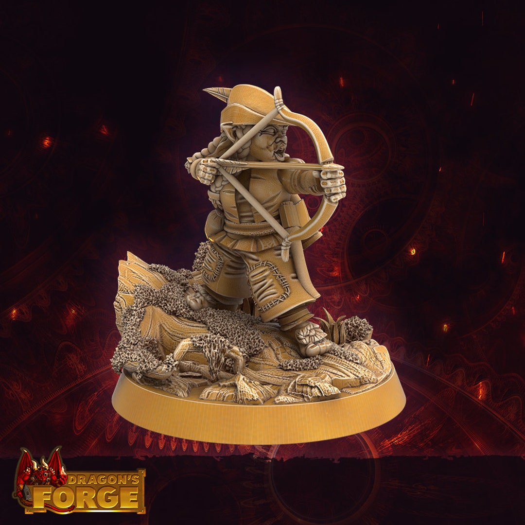 Female Halfling Miniature With Bow and Arrow 9 Poses 32mm Scale ...
