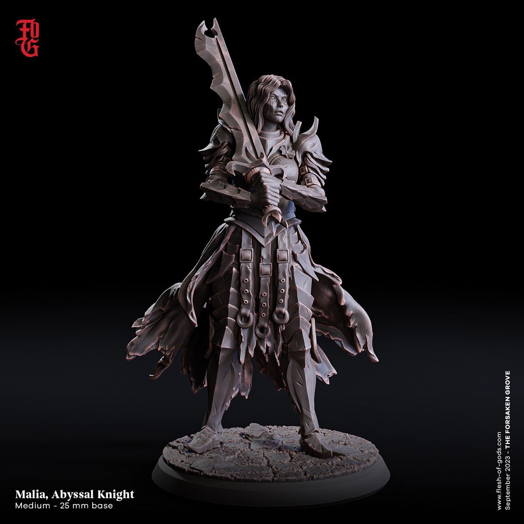 Abyssal Knight Miniature Female Knight Miniature Abyss Knight | 32mm ...