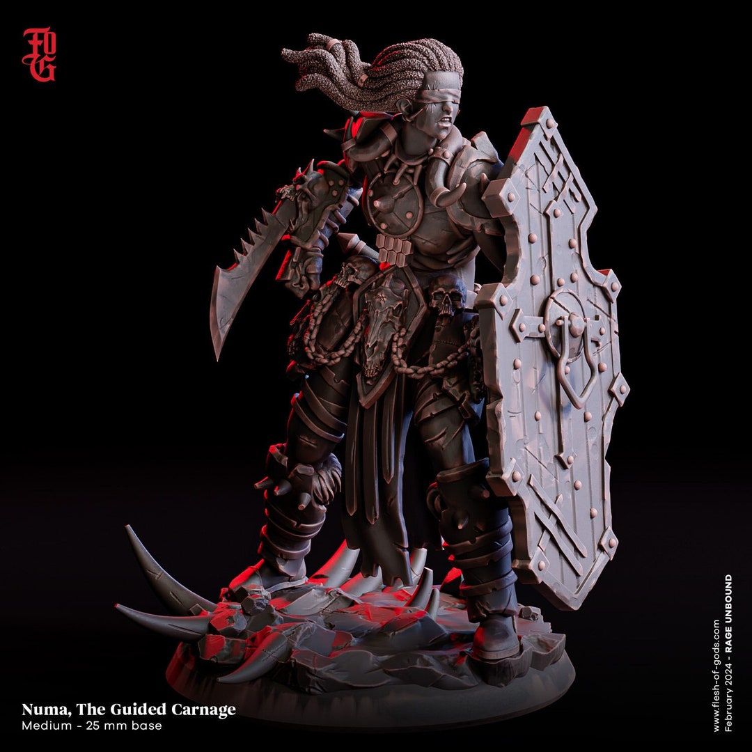 Zealot Barbarian, Guided Carnage Female Miniature | 32mm Scale ...