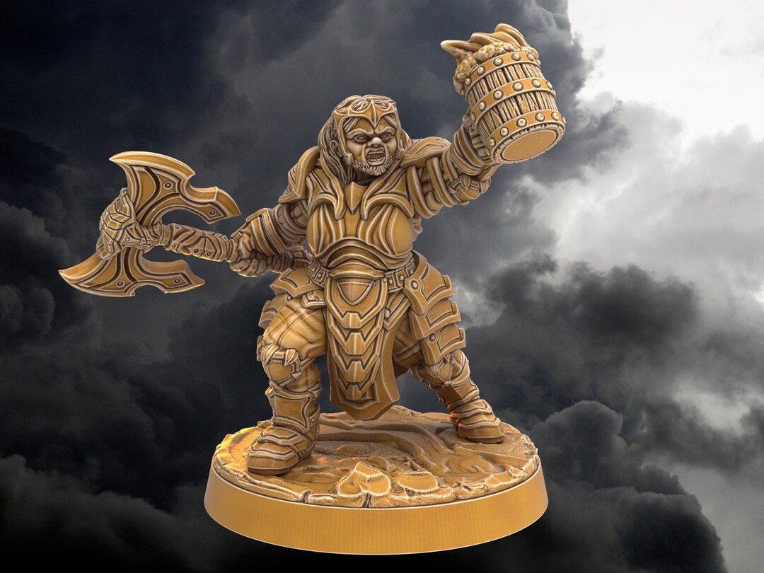 Female Dwarf Warrior Miniature Dragons Forge 28mm Scale Dnd Miniature Dungeons and Dragons ...