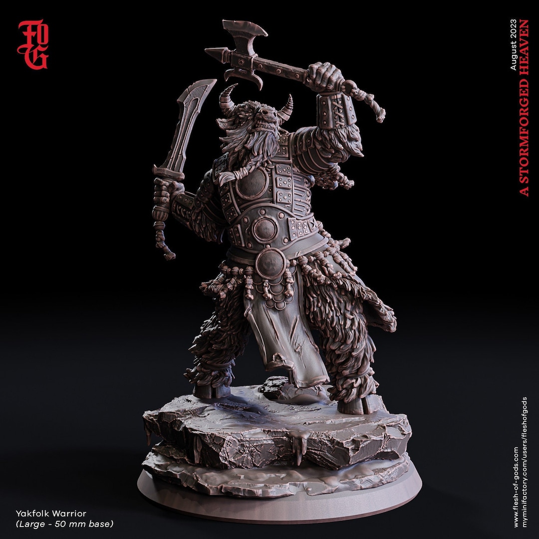 Dnd Yakfolk Warrior Miniature Yak-folk Miniature 50mm Base Dnd ...