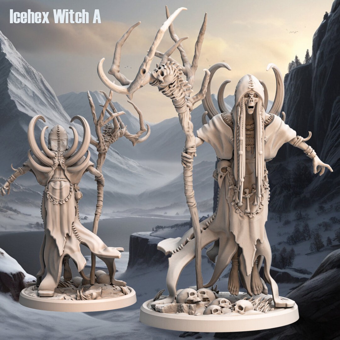 Icehex Witch Miniature Dnd Witch Figurine 32mm Scale Tabletop Gaming ...