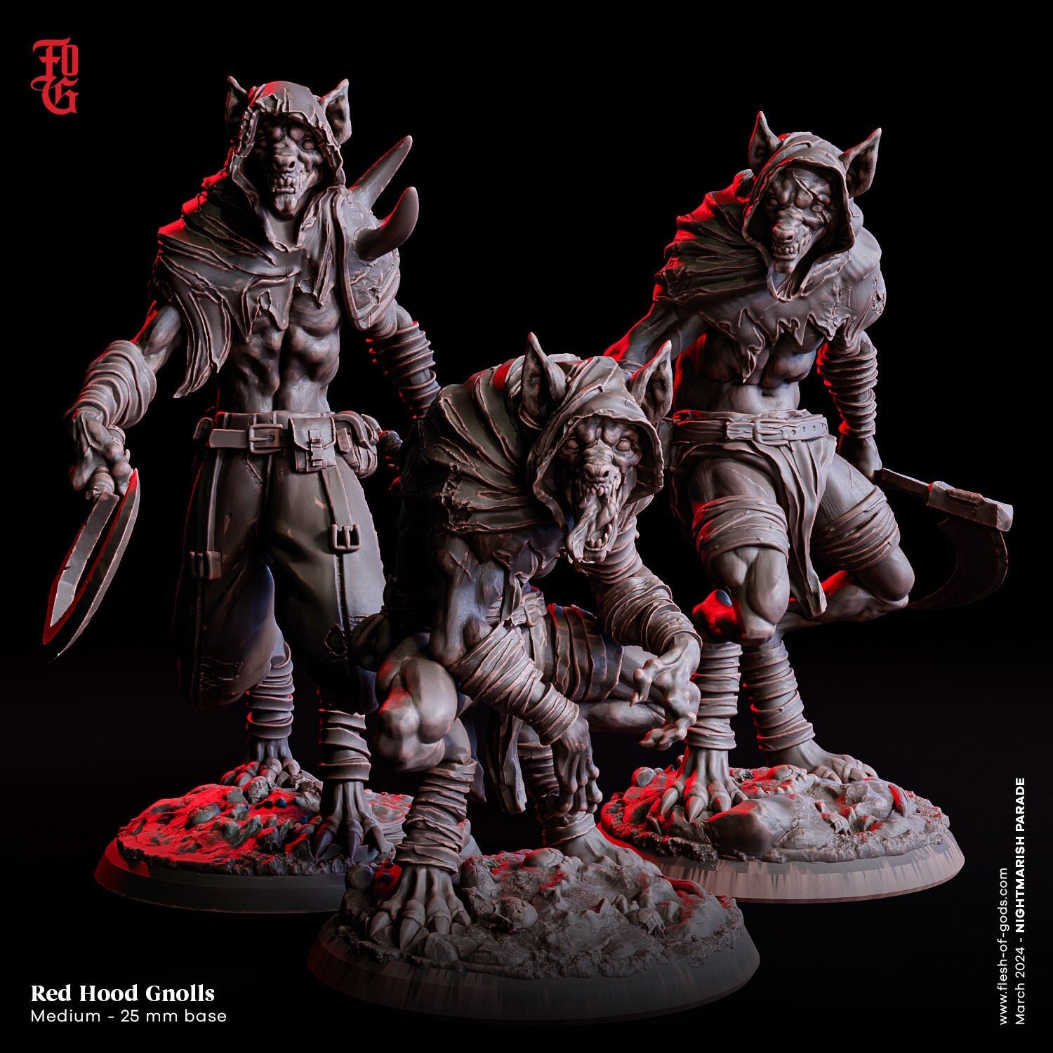 Red Hood Gnoll Hyena Pack Miniatures for Dnd Wolf Werewolf Hybrids ...