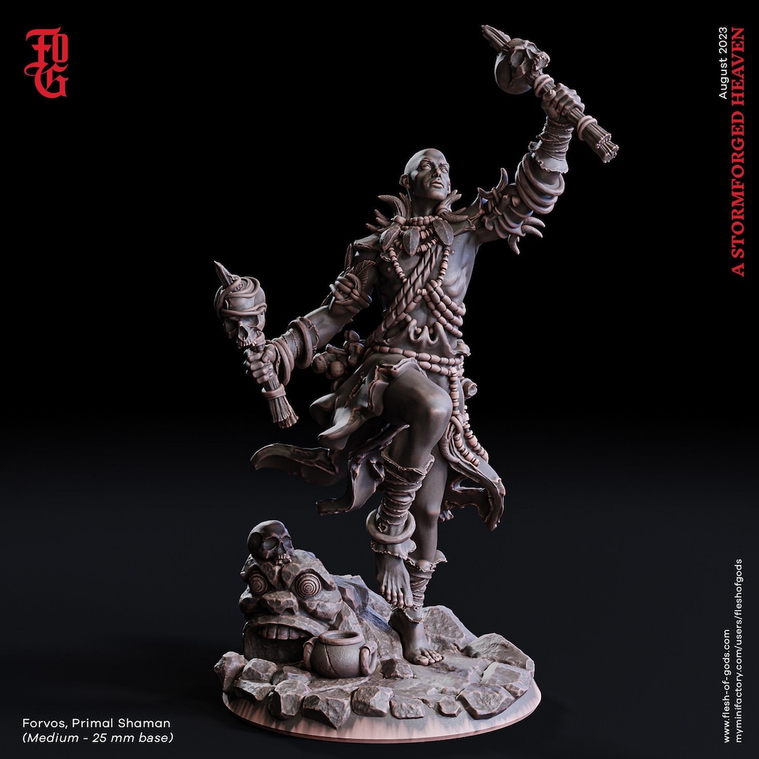Primal Dnd Shaman Miniature | 32mm Scale | Dnd Miniature Dungeons and ...