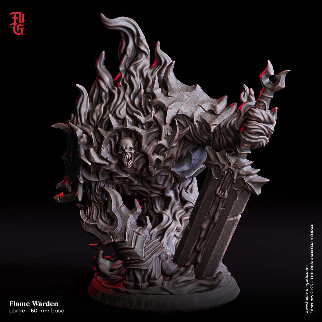 Flame Warden Miniature Fire Elemental Figurine Large Elemental | 32mm ...