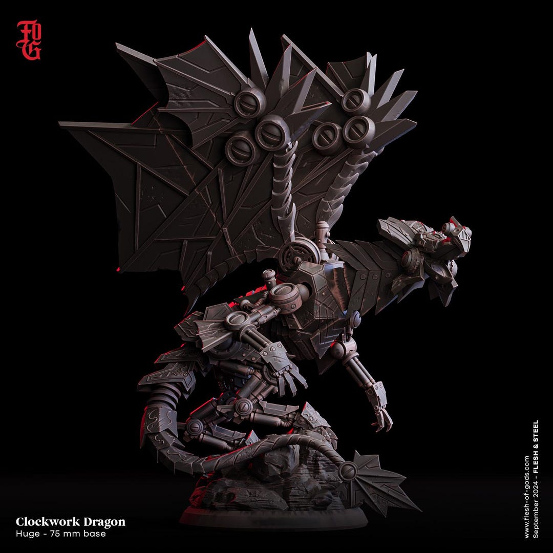 Clockwork Dragon Monster Miniature Steampunk Mechanical Construct ...