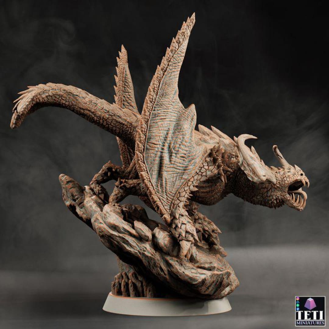 Ice Wyvern Miniature Large Monstrosity Dragon Statue | Dnd Miniature ...