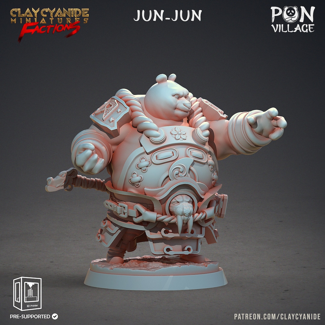 Pandaren Miniature Pandafolk Panda Figure Jun-jun Tabletop Gaming Dnd ...