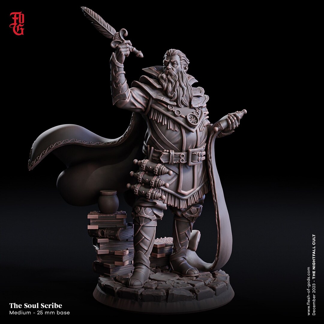 Soul Scribe NPC Miniature Wise Human Miniature | 32mm Scale 75mm Scale ...