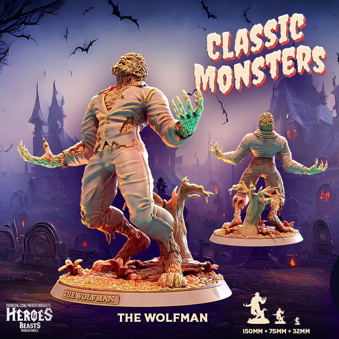 Wolfman Miniature Resin Bust Miniature | Classic Monsters | Dnd ...