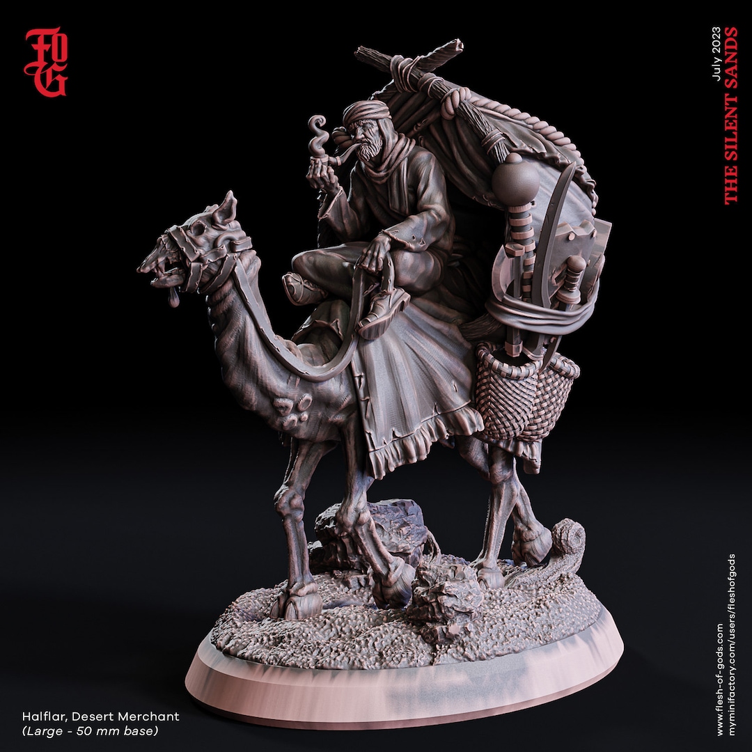 Desert Merchant Miniature Egyptian NPC Dnd Camel Rider | 50mm Base 32mm ...