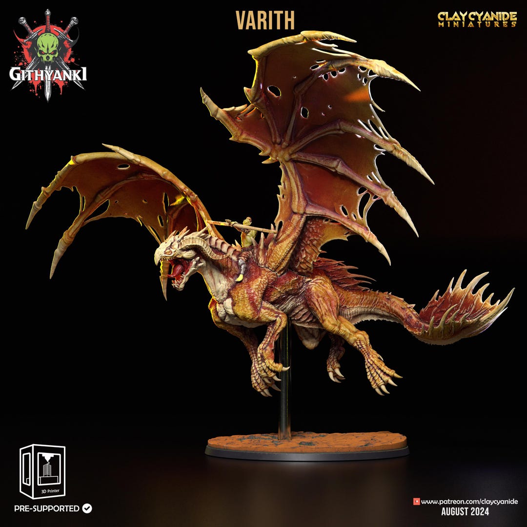 Flying Dragon With Orc Rider Miniature Huge Dragon Monstrosity Tabletop ...
