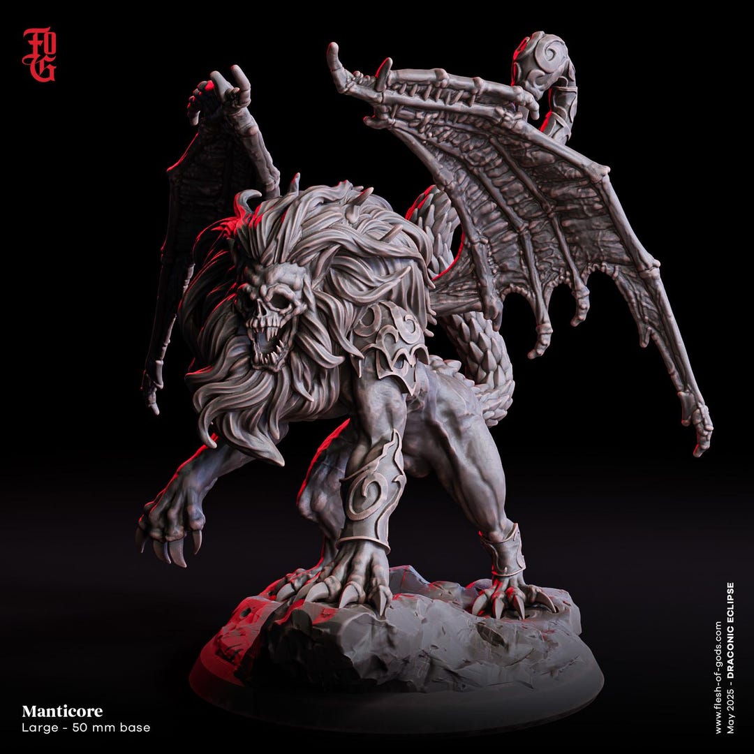 Undead Manticore Miniature Hybrid Monstrosity Monster Miniature | 32mm ...