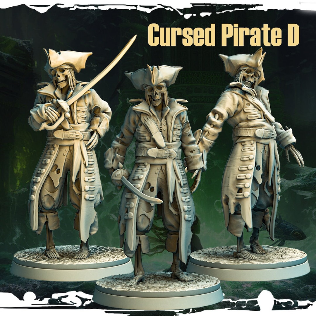 Dnd Undead Pirate Captain Miniature Skeleton Monster Miniature Seafarer ...