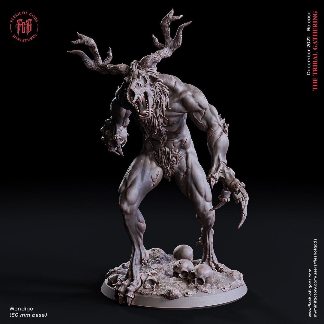 Dnd Wendigo Miniature Dnd Monster Miniature | 50mm Base 32mm Scale Dnd ...