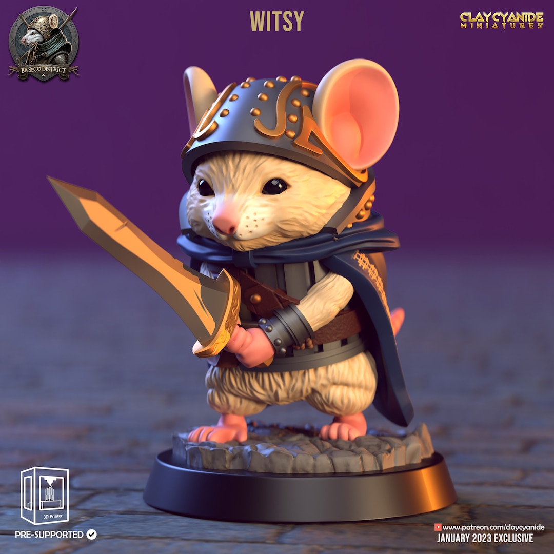 Mini Mice Miniature Witsy Clay Cyanide Baseco District Dnd Miniature ...