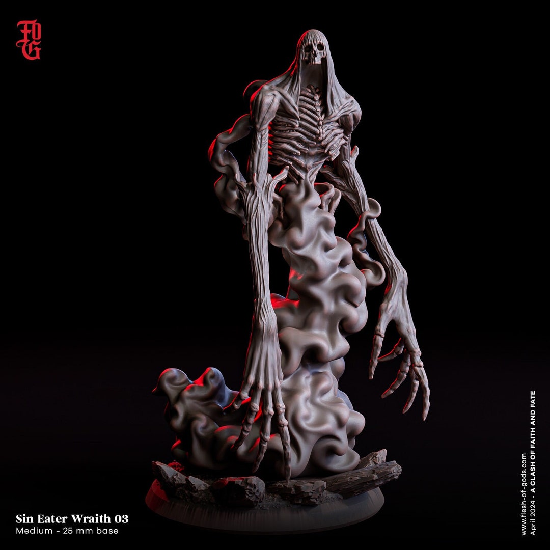 Dnd Necromancer Wraith Undead Skeleton Monster Miniature | 32mm Scale ...