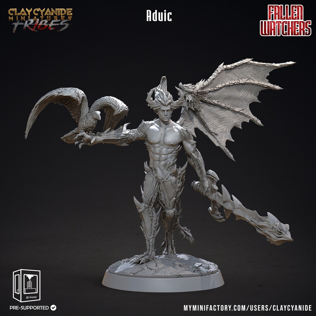 Winged Demon Miniature | Aduic Clay Cyanide | Fallen Watchers | Dnd ...