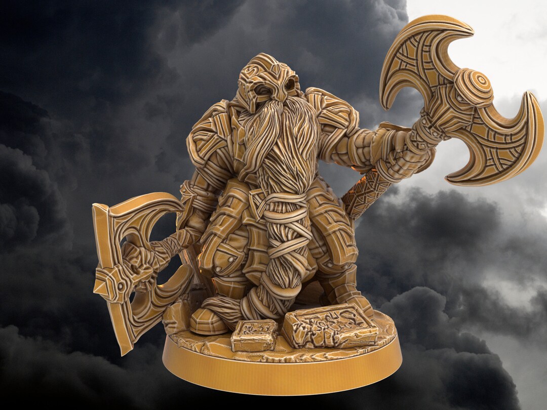 Armored Axe Warriors Dwarf Miniature | Dragons Forge | 28mm Scale | Dnd ...