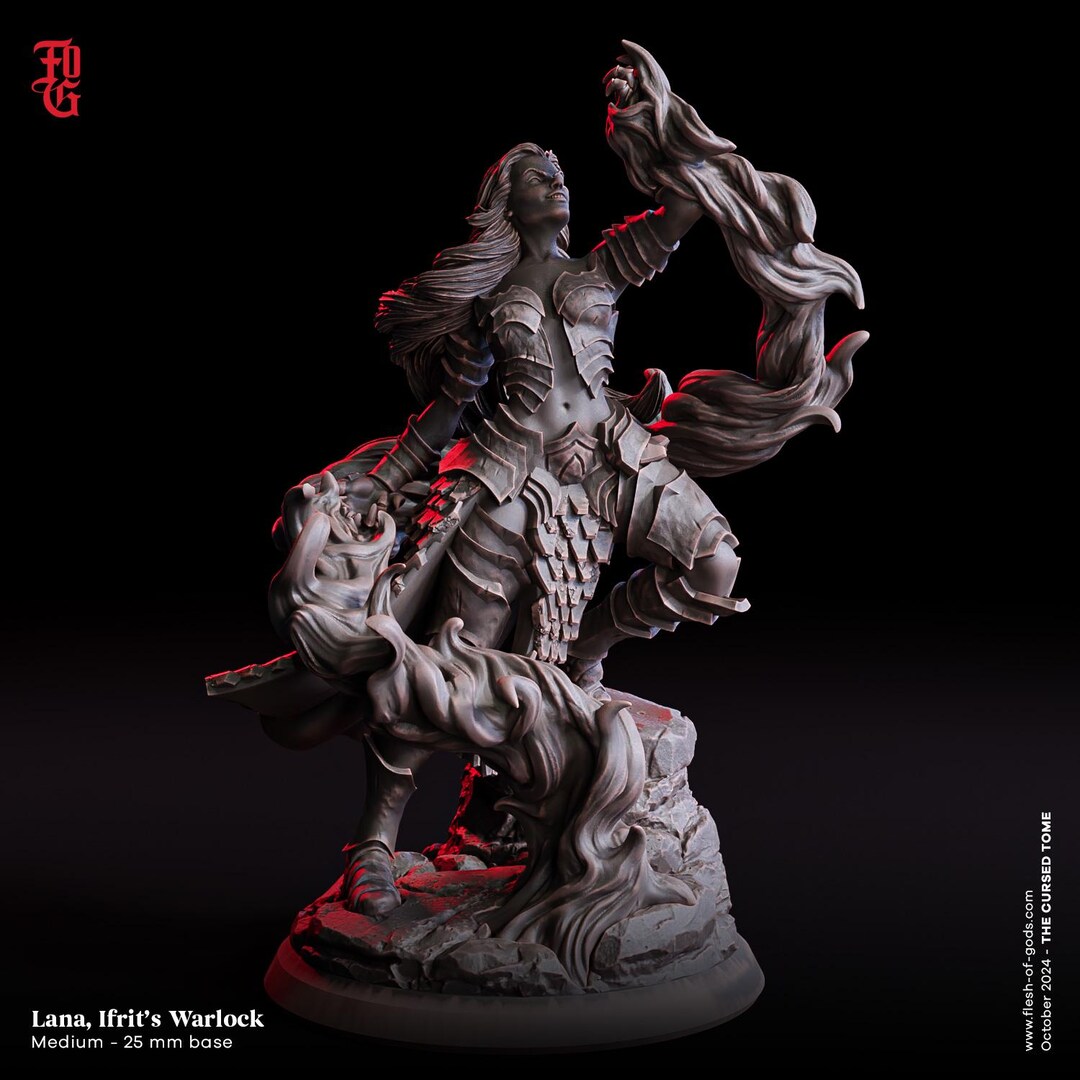 Female Genasi Warlock Miniature Spellcaster | 32mm Scale or 75mm Scale ...