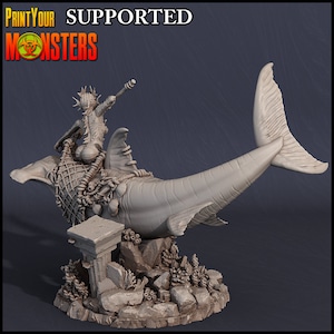 Dnd Hammerhead Shark Miniature Underwater Monster Miniature 50mm Base ...