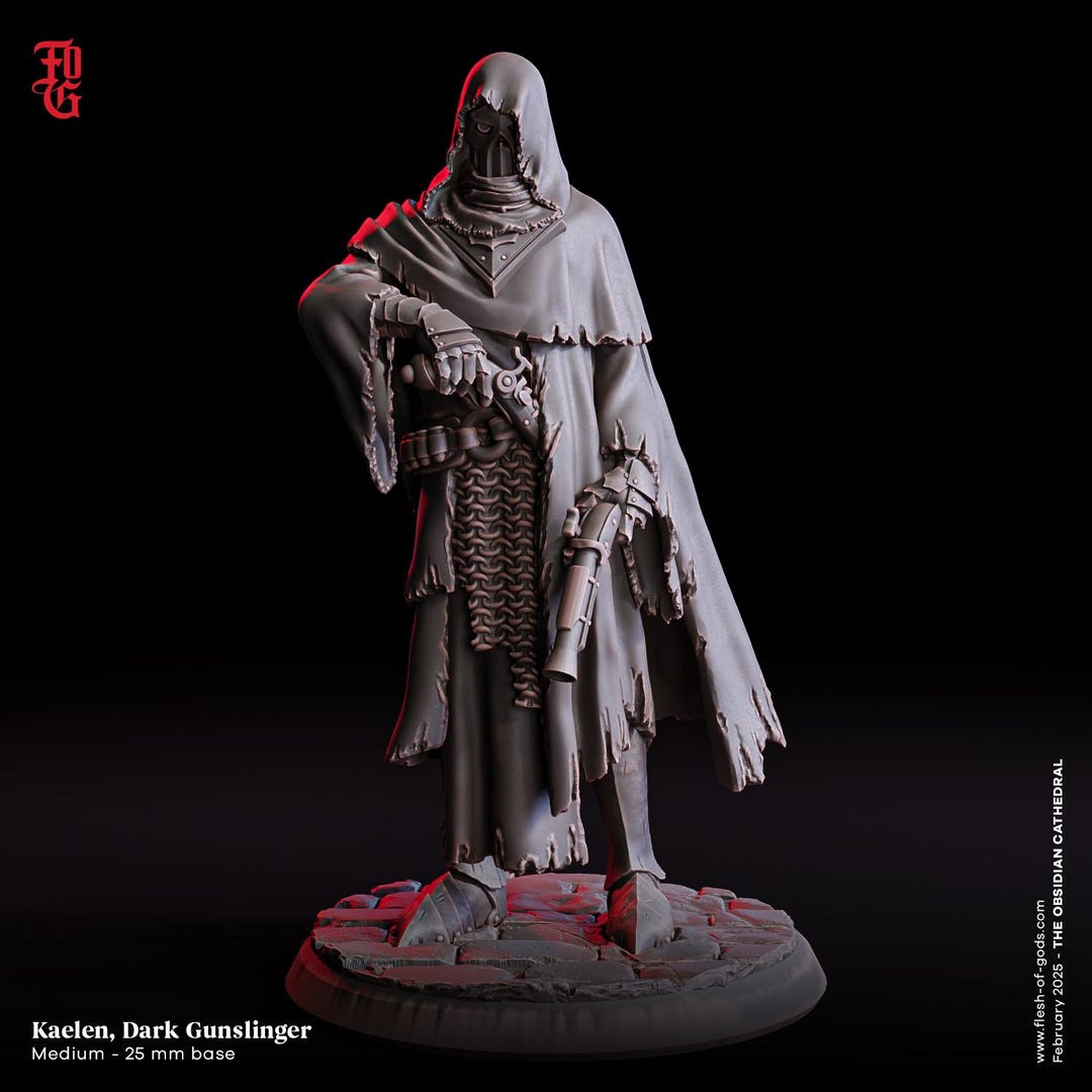 Dark Gunslinger Miniature Dnd Spectral NPC Figurine 32mm Scale or 75mm ...