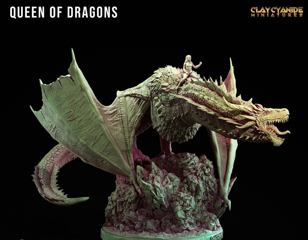 Queen of Dragons Miniature | Female Dragon Rider | Tabletop Gaming ...