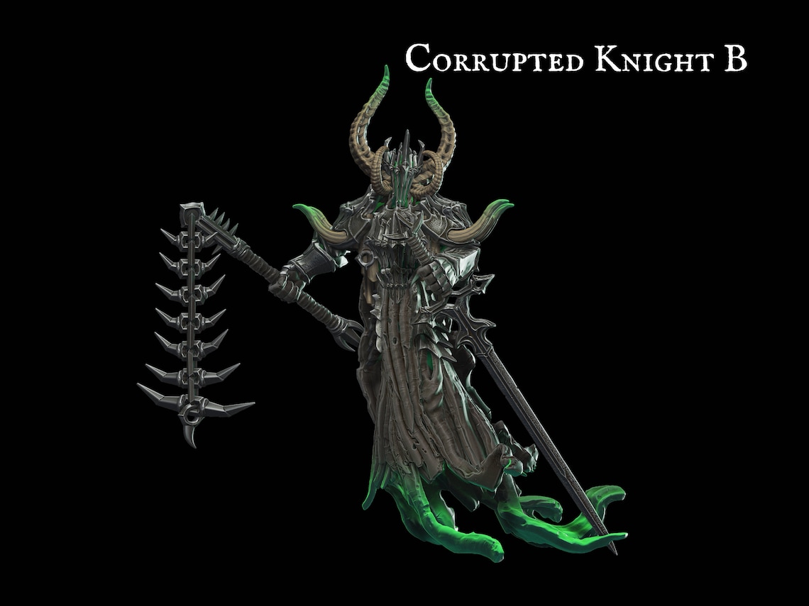 Corrupted Knight Miniature 28mm Scale Tabletop Gaming Dnd - Etsy