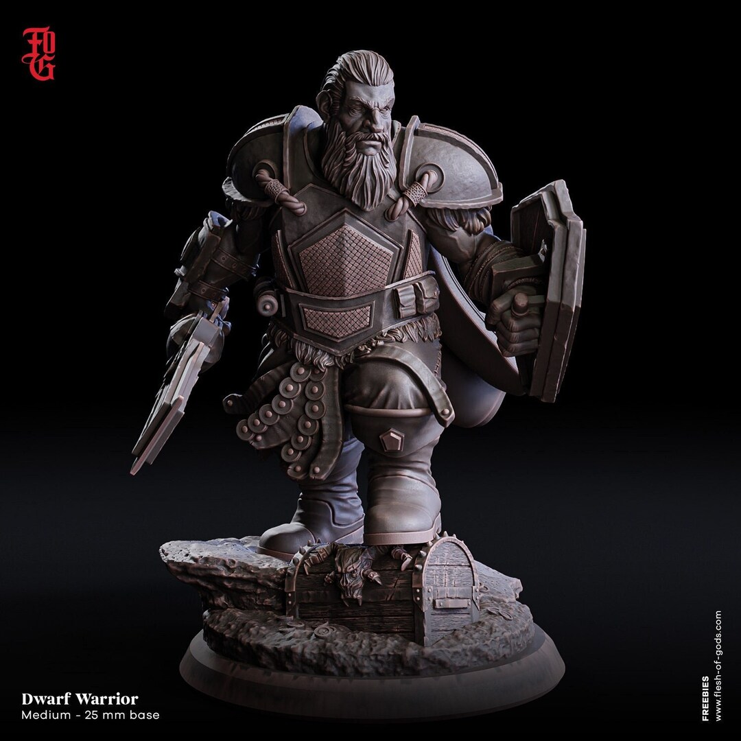 Dnd Dwarf Warrior Miniature Dwarf Fighter Figurine With Shield Dwarf ...