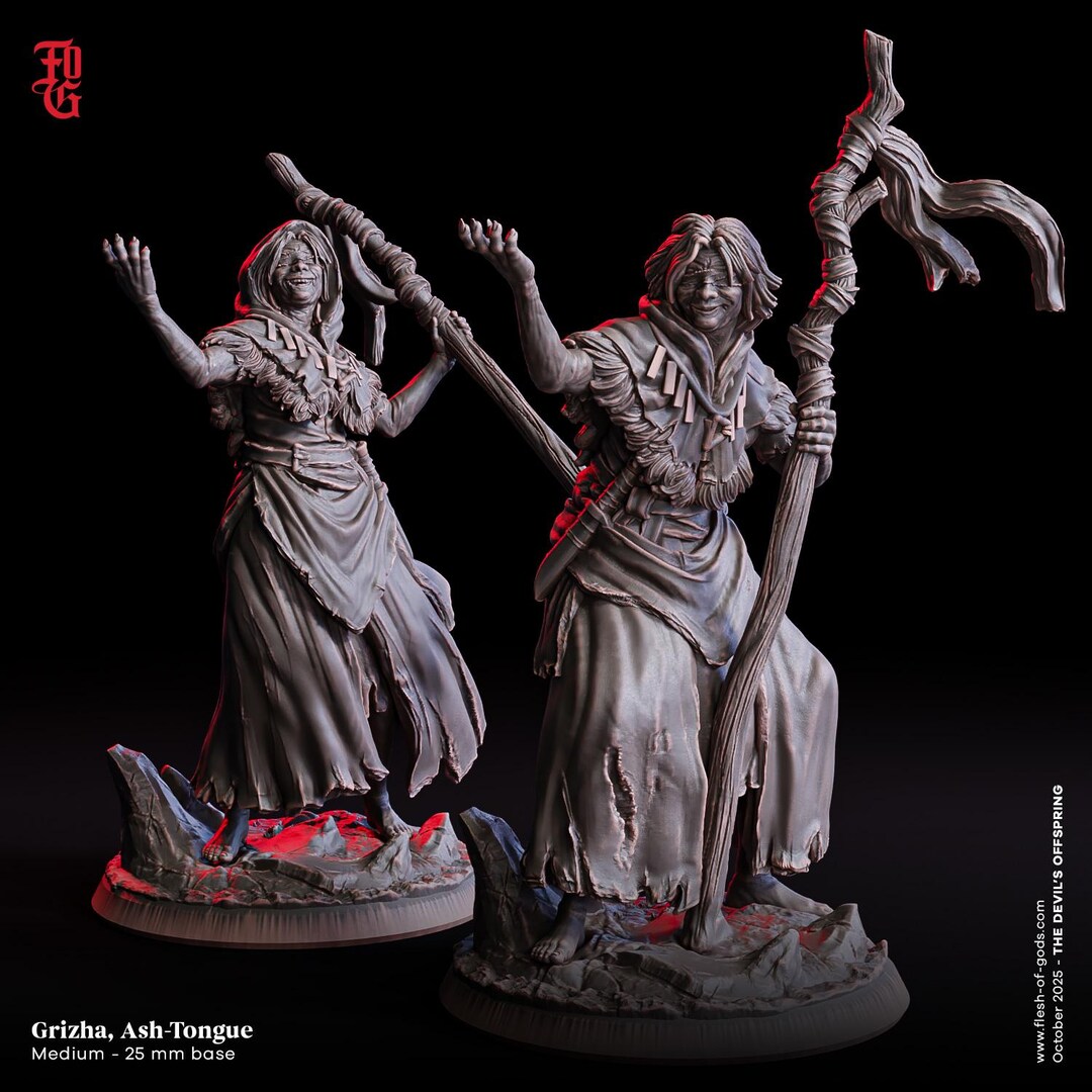 Female Ash Tongue Seeress Miniature Seer Spellcaster Figurine | 32mm ...
