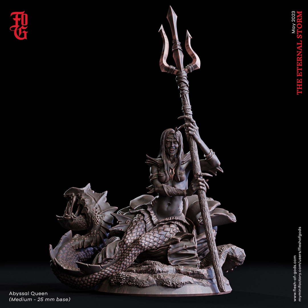 Abyssal Queen Mermaid Miniature Merfolk Miniature | 32mm Scale | Dnd ...