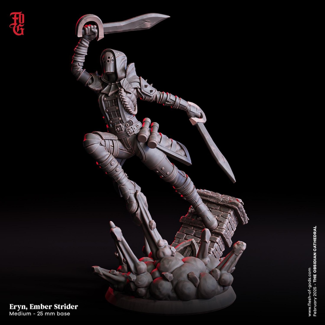 Human Rogue Miniature Ember Strider Figurine Masked Thief Miniature ...