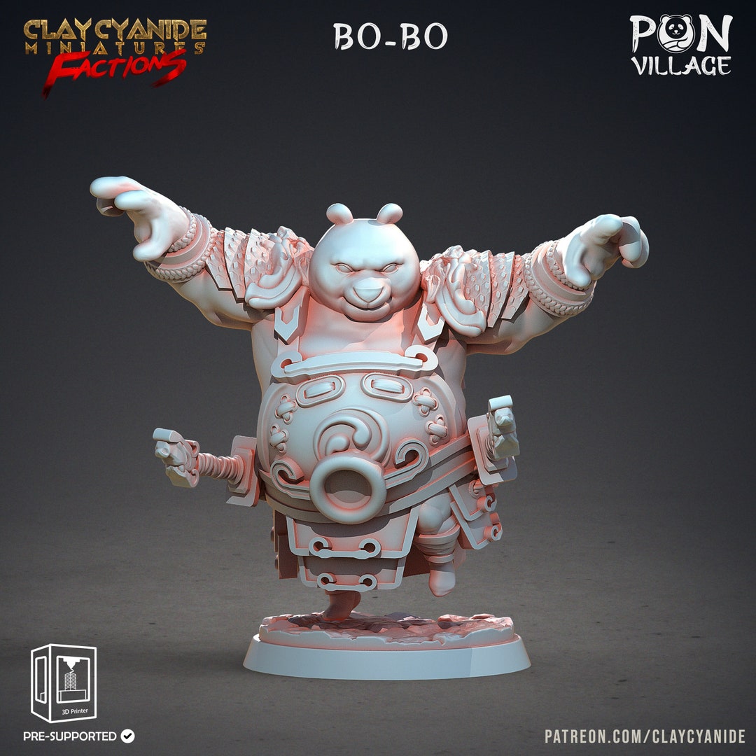 Dnd Pandaren Miniature Pandafolk Panda Figure Bo-bo Tabletop - Etsy