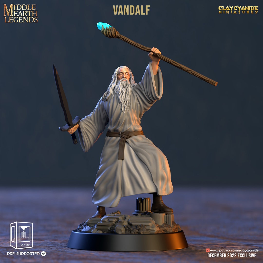 Vandalf Great Wizard Miniature | Clay Cyanide | Middle Earth Legends ...