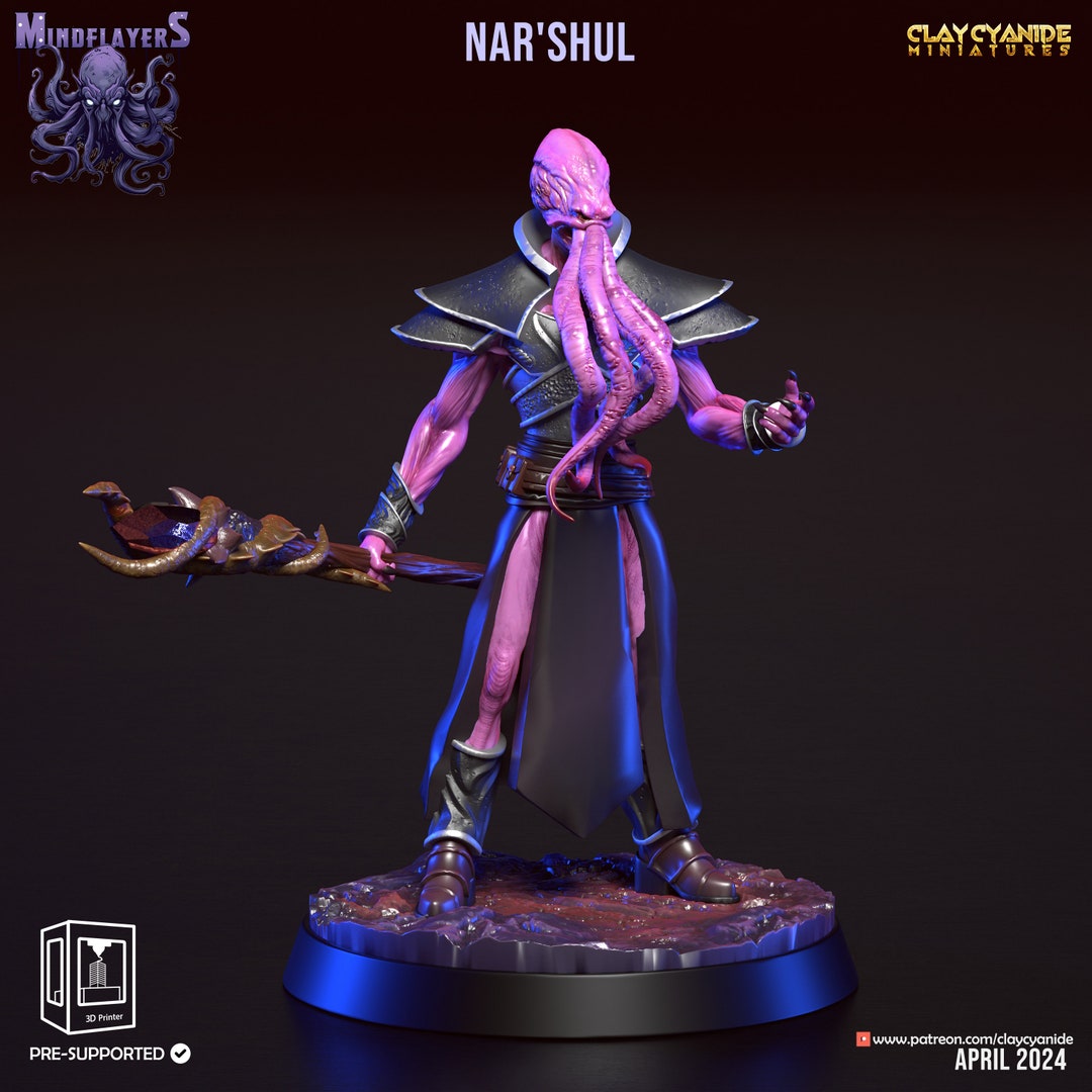 Dnd Mind Flayer Monster Miniatures 9 Poses | 32mm Scale Cthulhu ...