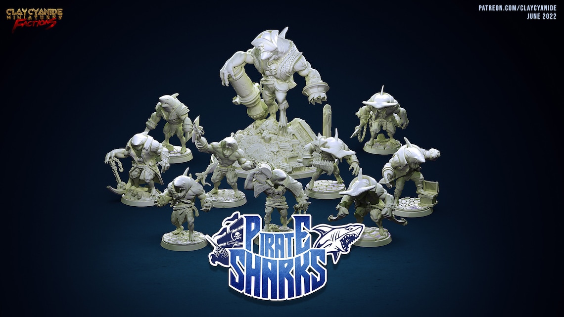 Shark Miniature Dnd 5e Matt Sharkin Pirate Sharks - Etsy