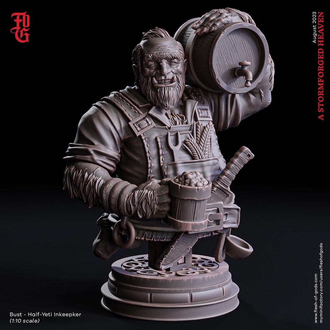 Dnd Half-yeti Innkeeper Bust Resin Statue Innkeeper NPC - Etsy