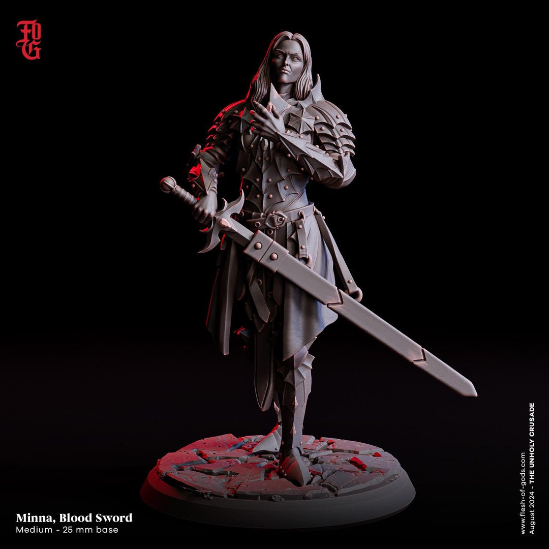 Female Vampire Fighter Miniature Blood Sword Figurine Undead Vampire ...