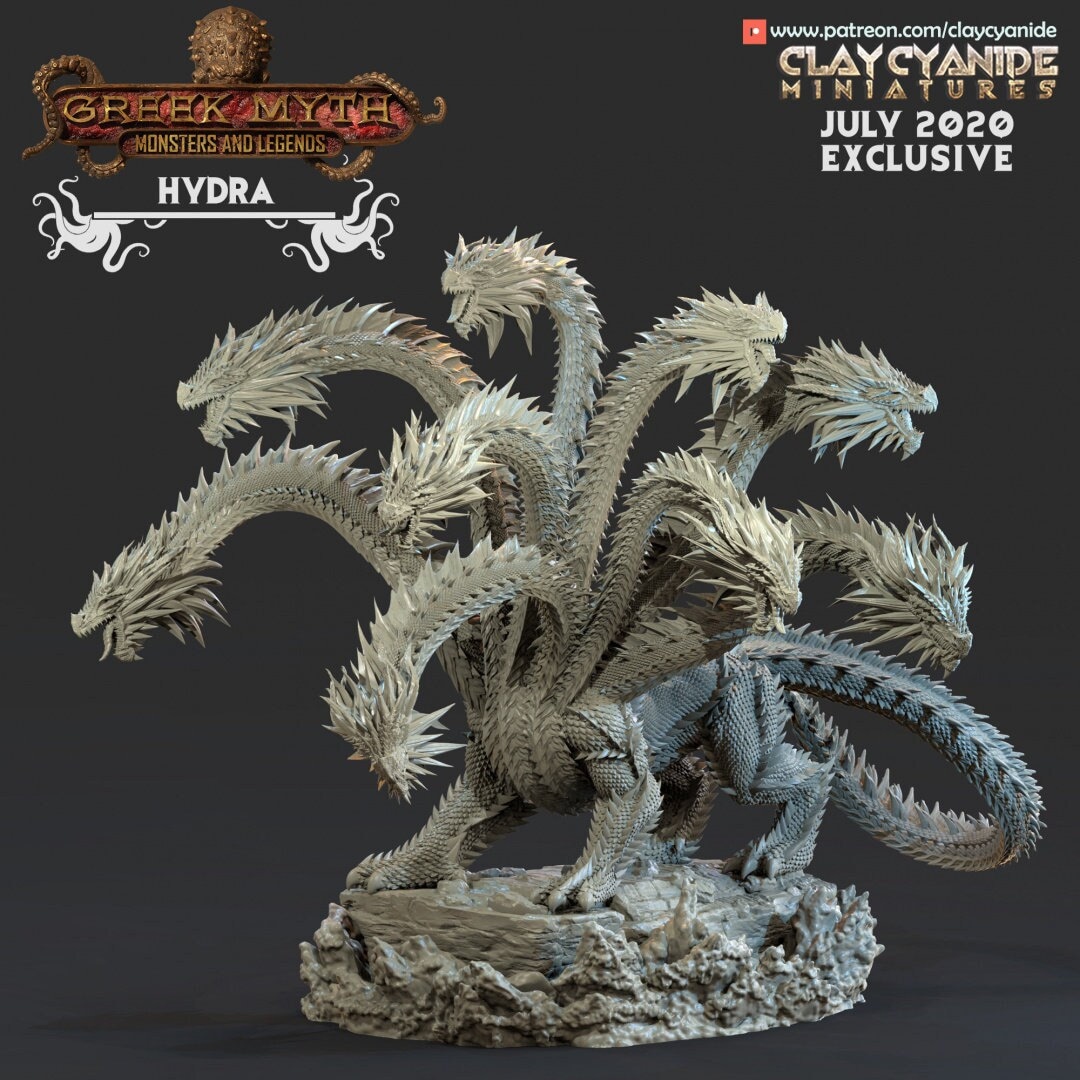 Dnd Hydra Monster Miniature | Clay Cyanide | Greek Myth | Tabletop ...