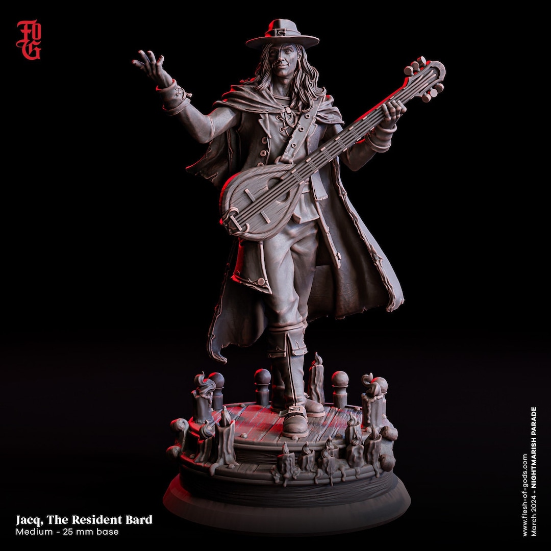 Dnd Human Bard Miniature Bard NPC Figurine | 32mm Scale, 75mm Scale and ...