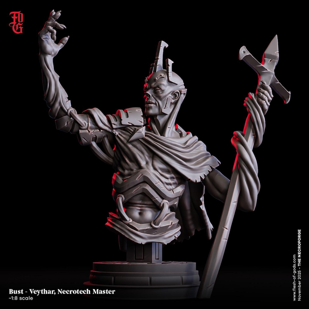 Necrotech Master Resin Bust Statue Necromancer Undead Skeleton Monster ...