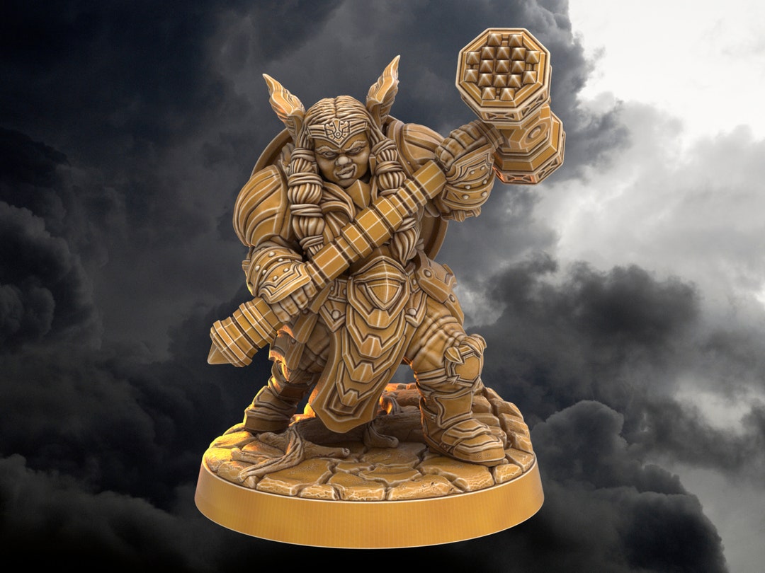 Dwarf Armored Warrior Miniature With Hammer Dragons Forge - Etsy