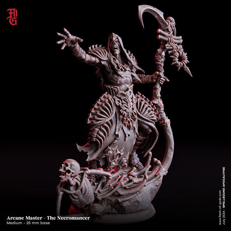 Undead Necromancer Miniature With Minion Figurine Arcane | 32mm Scale ...