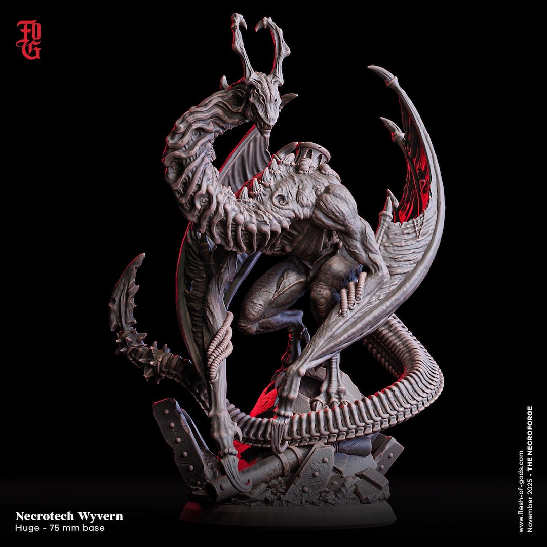 Necrotech Wyvern Miniature Huge Dragon Construct Aberration Figurine ...