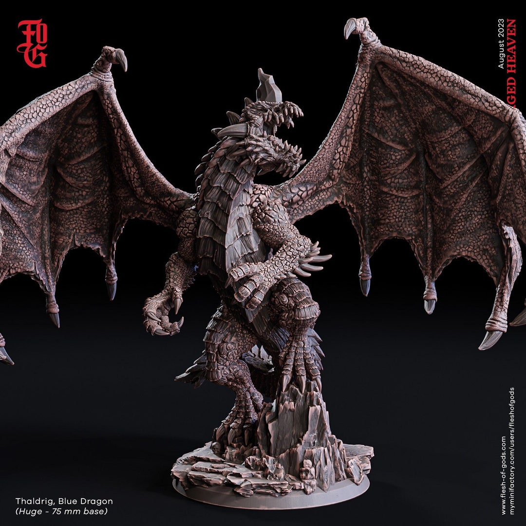 Dnd Blue Dragon Miniature Huge Boss Monster Miniature | 75mm Base | Dnd ...