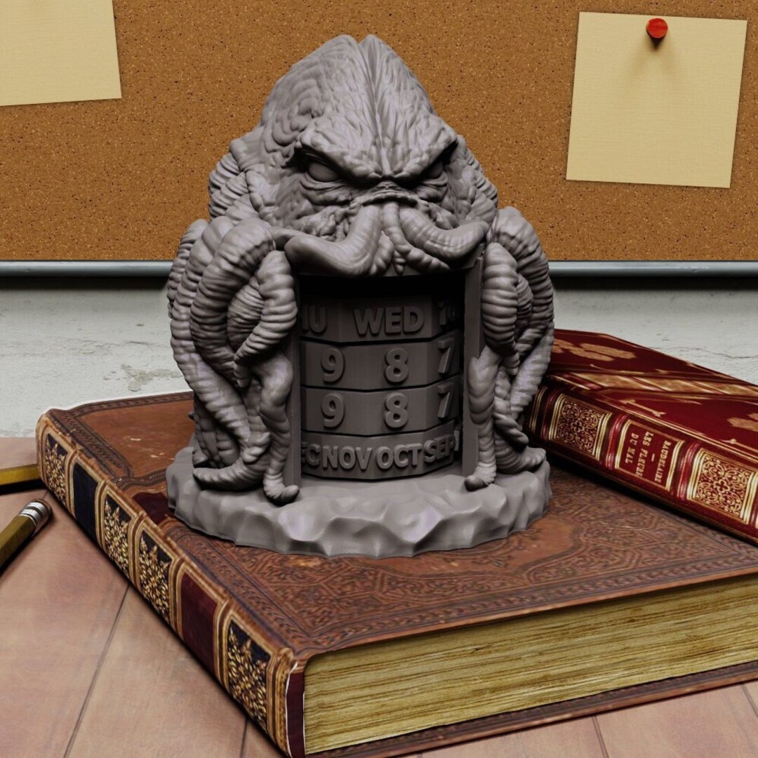 Cthulhu Perpetual Desk Calendar Decor Display Lovecraftian Decor Desk ...