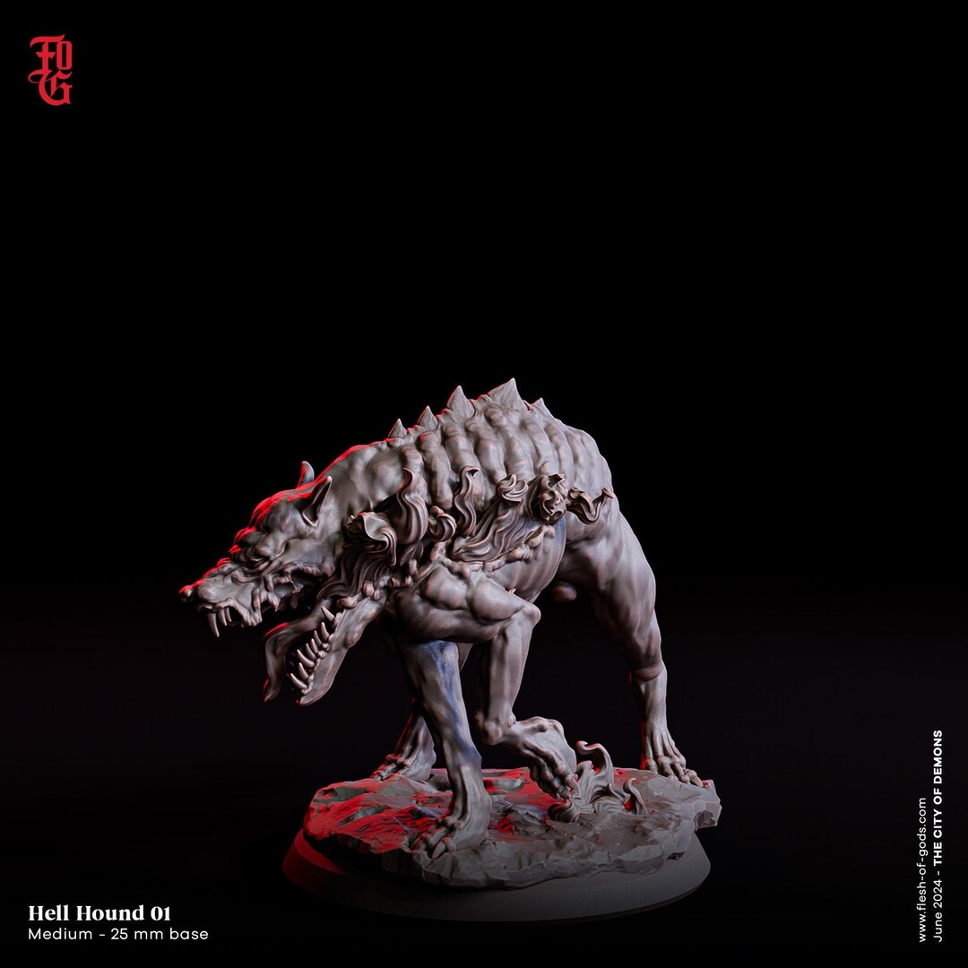 Dnd Hell Hound Monster Miniature Trio of Beasts | 32mm Scale 25mm Base ...