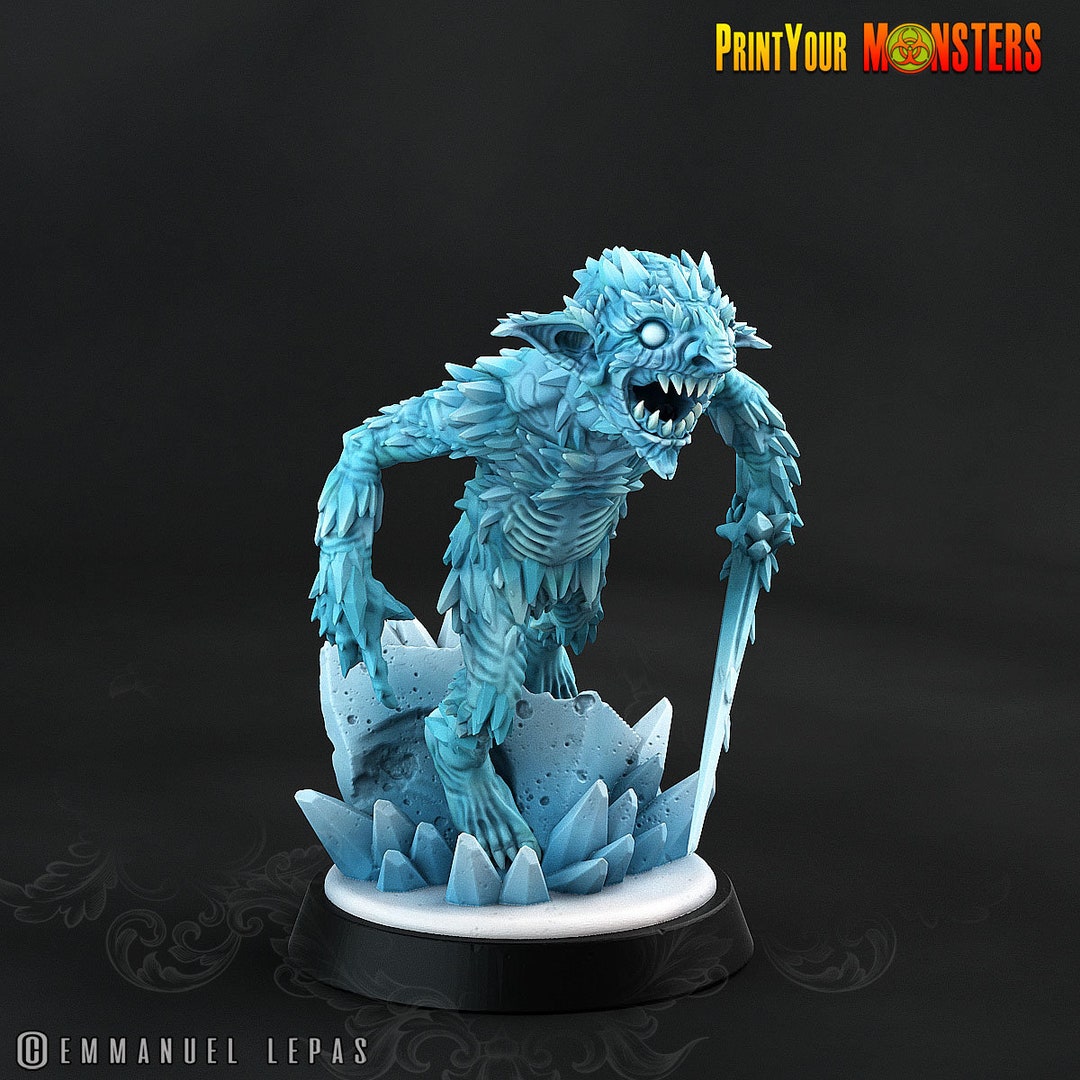 Dnd Screaming Ice Goblin Monster Miniature Snow Monster Print Your ...