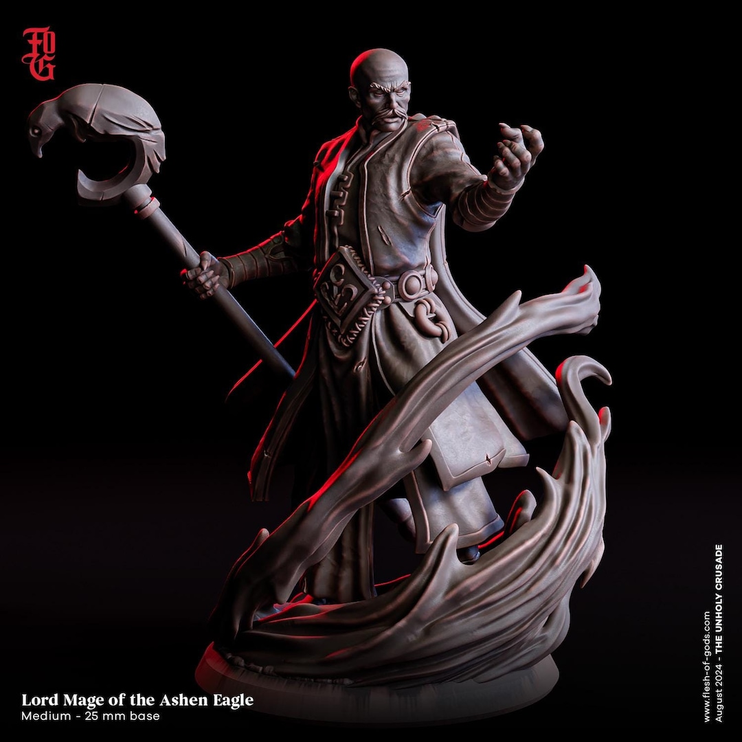 Human Wizard Miniature Lord Mage of the Ashen Eagle Figurine ...